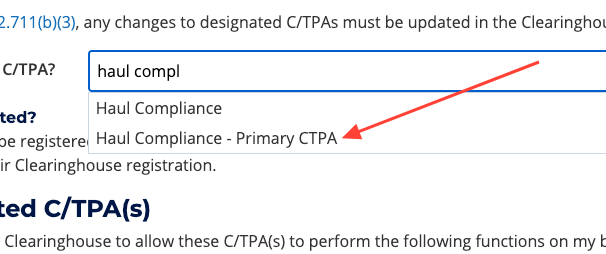 Connect Clearinghouse Account to Haul Compliance [Beta]